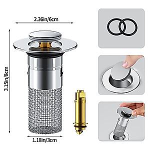 2PCS Bathroom Sink Stopper Hair Catcher,Removable Stainless Steel Filter Basket,Sink Plug Hair Trap Universal Bathtub Sink Drain Replacement