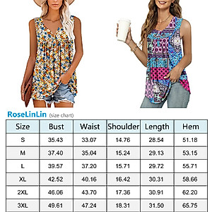 Tank Top for Women Yellow Red Floral Sleeveless Tops Floral Tops L