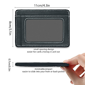 JUNZAN Slim Wallet US Flag Minimalist Wallets for Men Women Leather RFID Blocking Front Pocket Card Holder