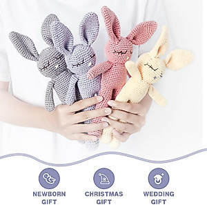 Moni's Choice Easter Baby Stuffed Animal Bunny Rabbit Handmade Plush Easter Stuffed Animal Knitted Doll Baby Sleep Toy Newborn Gift Handmade(Grey)
