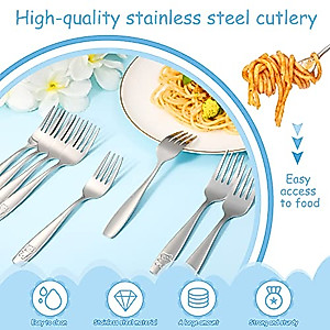 9 Pieces Toddler Forks Kids Forks, Kids Silverware Stainless Steel Childrens Safe Flatware Metal Baby Utensils Set Small Forks for Self Feeding, Dishwasher Safe