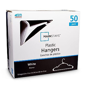 Mainstays Plastic Hangers White - 50 Pack
