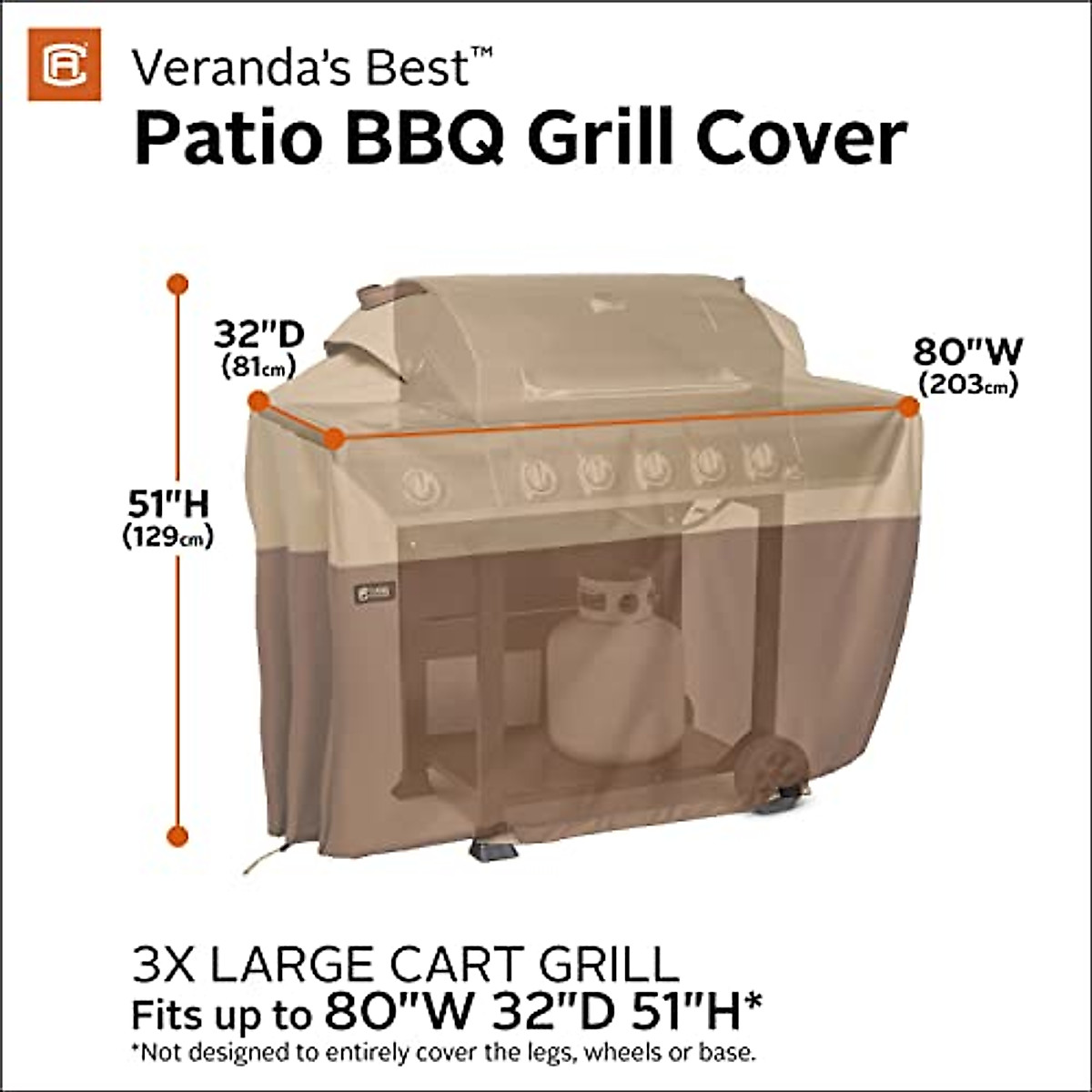 Classic Accessories Veranda's Best Waterproof BBQ Grill Cover, 80 x 32 x 51 Inch