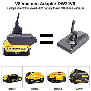 Biswaye V8 Battery Adapter Compatible with Dewalt 20V 60V Battery, Converts DCB206 DCB201 DCB609 to SV10 215681 V8 Animal V8 Absolute V8 Motorhead V8 Cordless Vacuum Battery