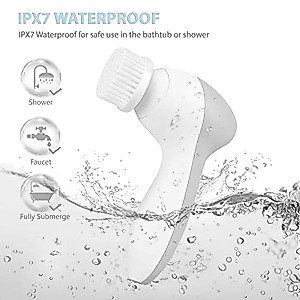 Facial Cleansing Brush Face Scrubber: USB Rechargeable IPX7 Waterproof Electric Spin Cleanser brush with 7 Brush Heads, Face Brushes for Cleansing and Exfoliating, Massaging