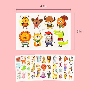 PHOGARY 200 Pieces 20 Sheets Animals Theme Temporary Tattoos Zoo Patterned Body Art Waterproof Tattoos for Kids