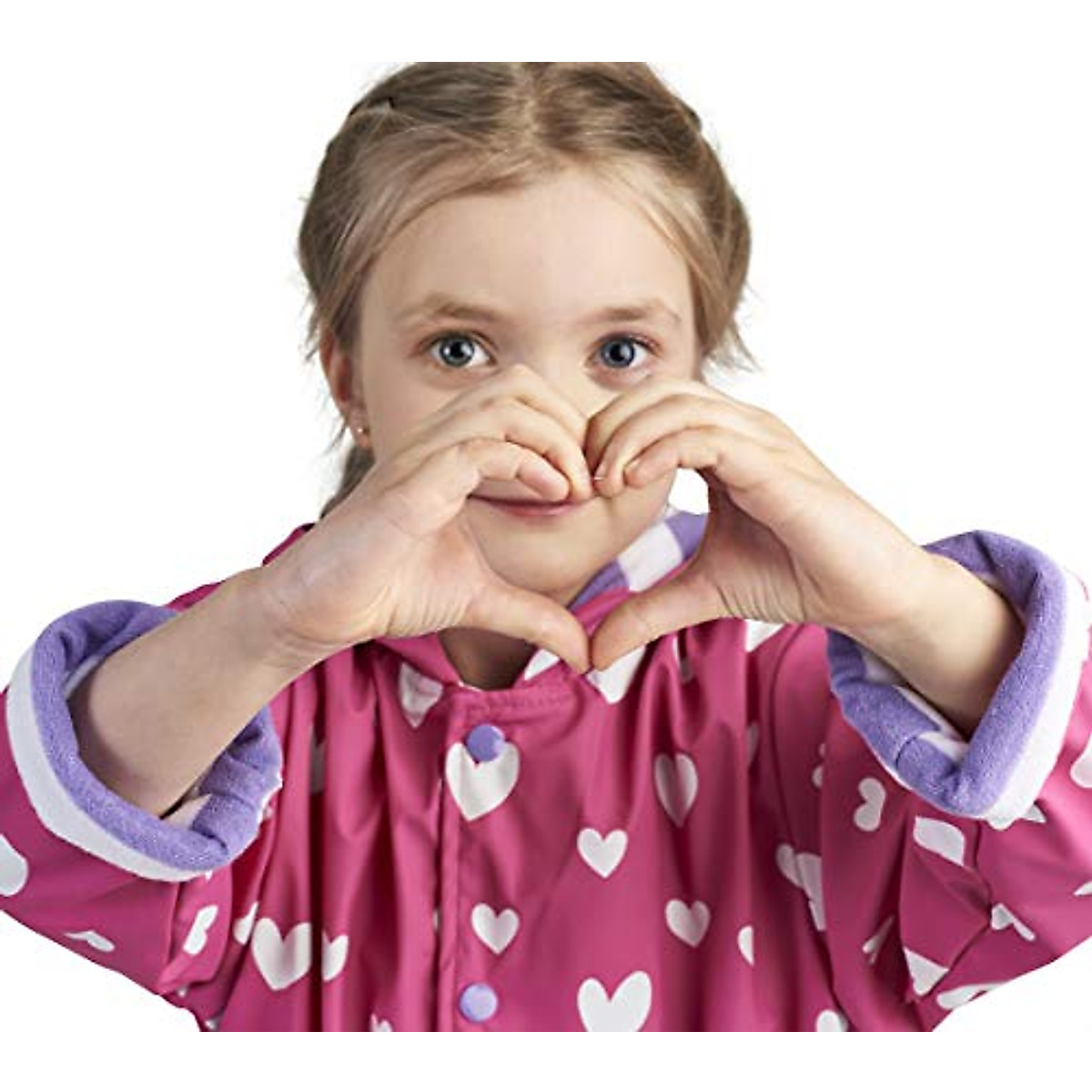 Hatley Girls' Little Color Changing Button-Up Printed Rain Jacket, Sweet Hearts, 6 Years