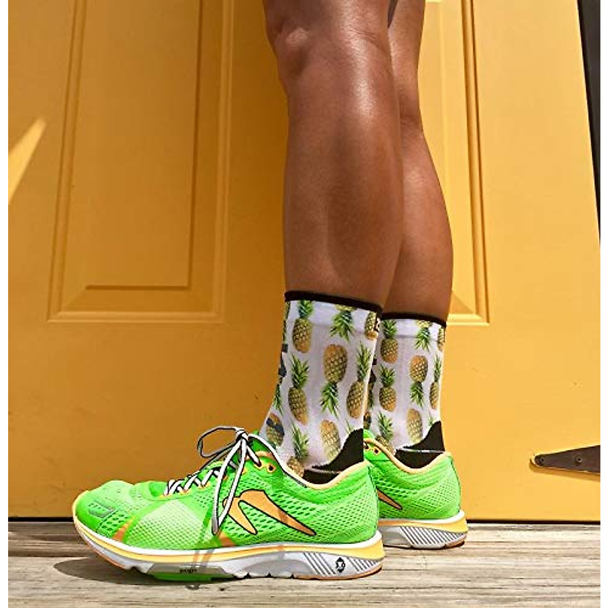 Zensah Limited Edition Mini Crew Running Socks - Anti-Blister, Fun, Athletic Socks for Men and Women (X-Large, Pink Flamingos)