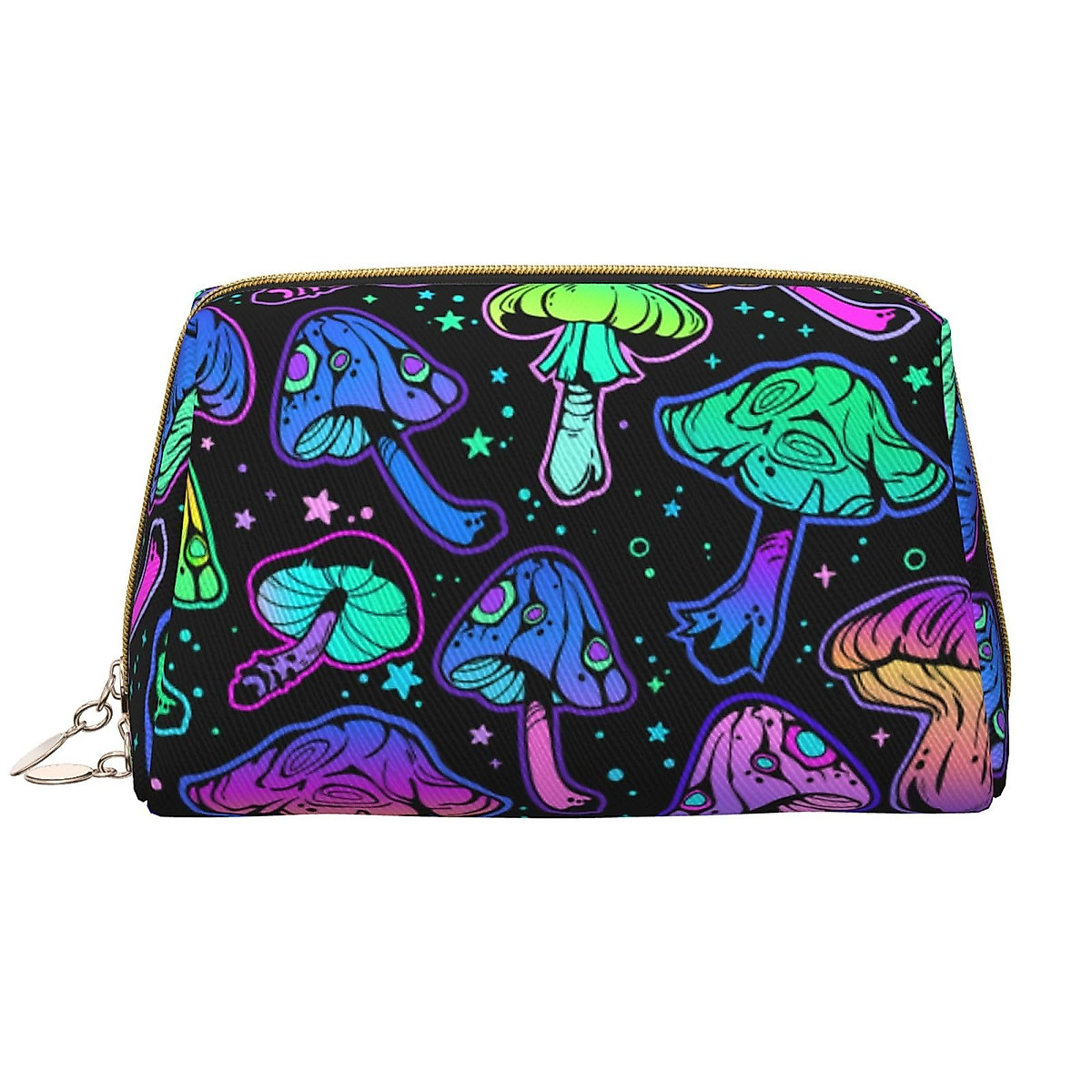 MZERSE Vintage Makeup/Travel/Cosmetic Portable Bag with Zipper, Lightweight Toiletry Bag Case Pouch Compatible With Goth Gothic Hippie Trippy Magic Mushroom, Luxury Cash Pencil Bag Gift
