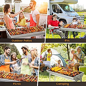 Uten Portable Charcoal Grill, Stainless Steel Folding BBQ Grill and Smoker, Barbecue Grill for Outdoor Cooking Camping Hiking Picnics Garden Beach Party BBQ Tools (Large)