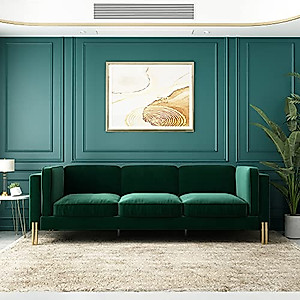 ANTTYBALE 95" Sofa for Living Room,3-Seater Modern Velvet Couch with Armrests (Green)