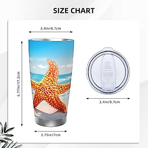 AYCZN Starfish 20 OZ Tumbler Stainless Steel Travel Coffee Mug, Ocean Beach Insulated Water Bottle with Lid Leakproof Thermal Cup