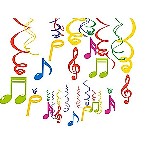 Konsait Music Note Multi Coloured Hanging Swirls Decorations(30Pack), Party Spiral Garland Ceiling Decoration for Concert Party, Wedding, Birthday Party Decorations Supplies Ornaments