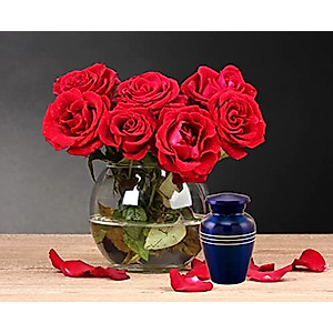 Immortal-Memories Serenity Keepsake Urn for Ashes - Miniature Urns - Mini Jar - Pet Urn -Token Urn with Velvet Bag (Cobalt Blue)