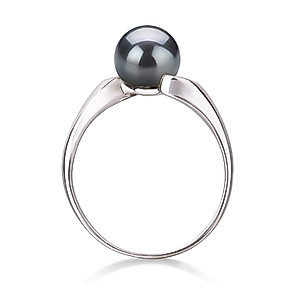 Dana Black 6-7mm AAA Quality Freshwater 925 Sterling Silver Cultured Pearl Ring For Women - Size-7