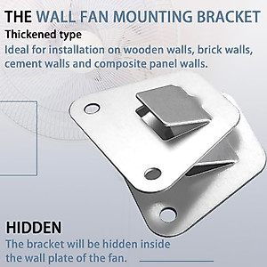 LUTQ 2-Set Wall Fan Mounting Bracket, Heavy Duty Wall Mounting Fan Bracket, Solid Steel Fan Wall Mount Bracket with Fastening Screws, Oscillation Fans Hidden Holder Bracket