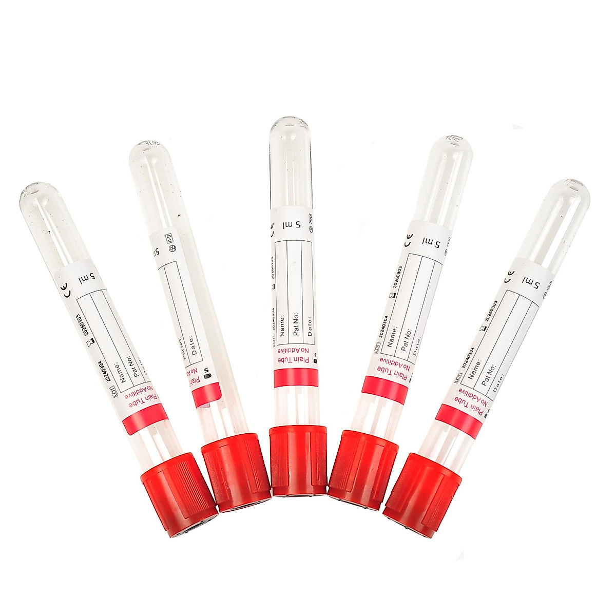 Caphstion Veterinary Lab Vacuum Blood Collection Coagulation Tubes No Additive Tube Blood Collection Tube Pet Supplies, 5ml Red 50pcs