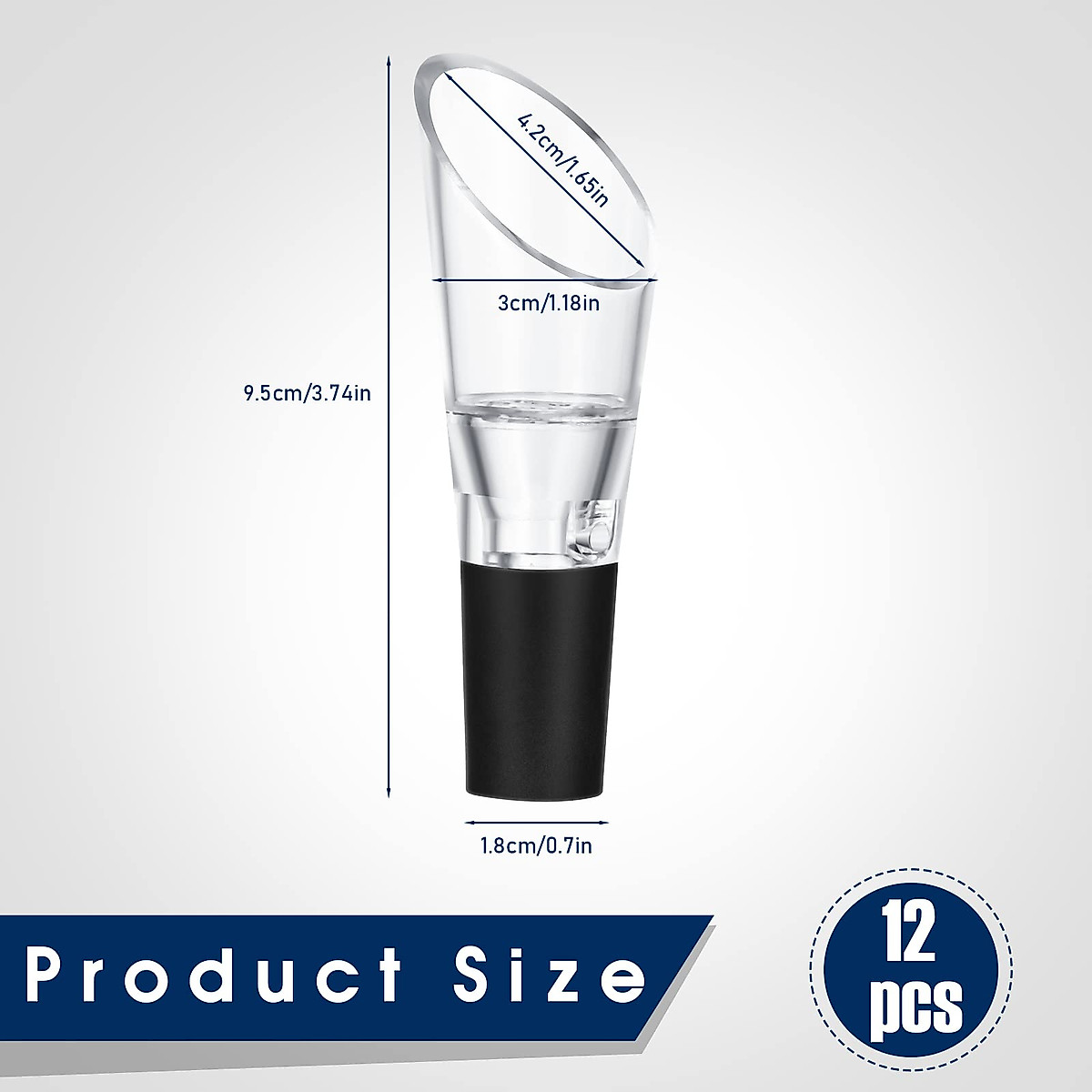 Wine Aerator Pourer Aerating Spout and Decanter for Improved Flavor, Enhanced Bouquet, Rich Finish and Bubbles, No Drip or Spill (12 Pieces)