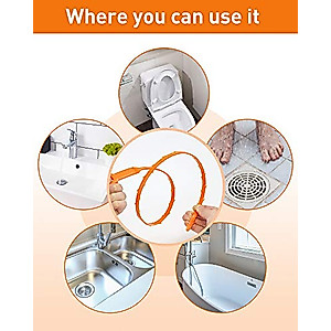 Oanie 6 Pack 25 Inch Drain Clog Remover Tool, Drain Hari Cleaner Tool, Hair Cather Shower Drain Tool, Drain Auger Hair Cleaning Tool for Shower Kitchen Sink Bath Tub Bathroom, Sink Snake Hair Remover