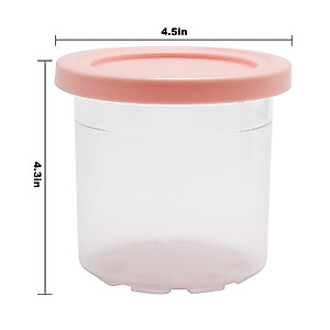 Ice Cream Containers 4 Pack with lid, Compatible with Ninja Creami Cream Makers NC299AMZ & NC300s Series, Reusable, BPA-Free & Dishwasher Safe, Airtight