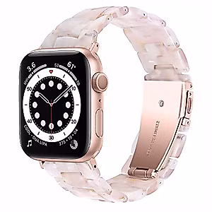 OCEBEEC Resin Bands Compatible with Apple Watch 38mm 40mm 41mm 42mm 44mm 45mm, Light Resin Strap Bracelet Replacement for iWatch SE Series 7/6/5/4/3/2/1 Women Men (Pink Flower, 38mm/40mm/41mm)