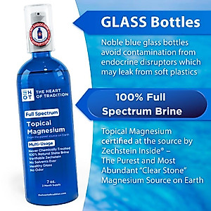 Full Spectrum Transdermal Magnesium Oil - Magnesium Spray in Healthy Glass Certified Zechstein Magnesium Chloride and Trace Minerals (7 fl oz)