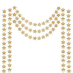 Honbay 2PCS Double Side Glitter Paper Star Garland Christmas Galaxy Banner Christmas Garland - 4 inch in Diameter,13 Feet Long / PCS (Gold)