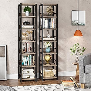 Tribesigns 6-Tier Corner Shelf Set of 2, 75 Inch Tall Bookshelf Storage Rack, Etagere Shelves Display Stand for Small Spaces, Open Bookcase Corner Square Shelf for Living Room Bathroom