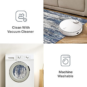 BEIMO 8X10 Area Rugs for Living Room Bedroom, Modern Abstract Blue Print Indoor Machine Washable Area Rug, Distressed Throw Non Slip Backing Runner Rug for Hallway Entryway