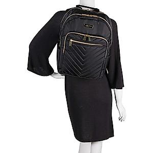 Kenneth Cole Reaction Women's Chelsea 15" Laptop Bag Computer Bookbag for Work, School, College, Nurse, Travel Daypack Purse Backpack, Black