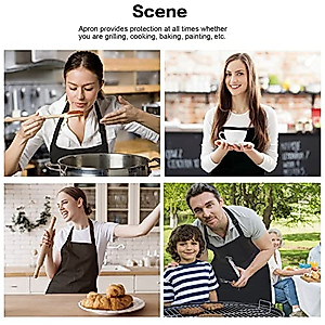 AEKTBY Adjustable Water drop Resistant Apron with 3 Pockets, Kitchen Cooking & Grilling Aprons for Women Men Chef (Black)