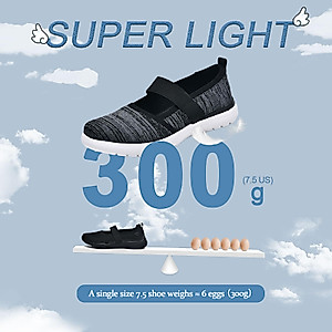 HONHOLD Women's Walking Shoes Mary Jane Nurse Sneakers Comfortable Slip On Nursing Shoes Non Slip Work Shoes Striped Black 7.5