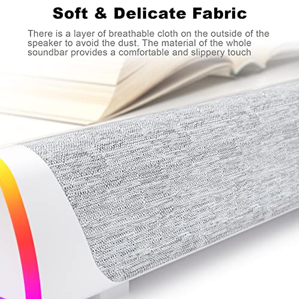 SOULION R30 Plus Bluetooth Computer Speakers for PC Desktop, 6 Modes LED Lights with All-in-one Control Button, Wired USB Powered Sound Bar, Surround Sound Portable SoundBar for Monitor Laptop Phone