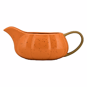 10 Strawberry Street Pumpkin Covered Casserole Dish & Gravy Boat, 7.75", Orange