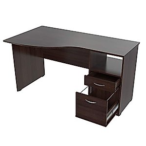 Inval America Curved Top Desk, Espresso-Wenge/Silver