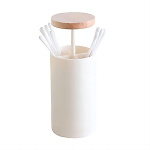 Pop-Up Qtip Holder for Cotton Swabs Qtip Dispenser Bathroom Organizer Bathroom Decor, Cotton Swab Toothpick Holder（2 Pack）