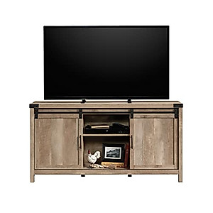 Sauder Bridge Acre TV Credenza with Sliding Doors, Lintel Oak Finish
