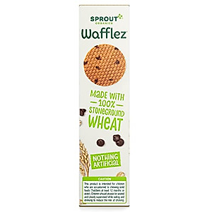 CoComelon Sprout Organic Baby Food Toddler Snacks, Oatmeal Chocolate Chip Wafflez, 50 Single Serve Waffles