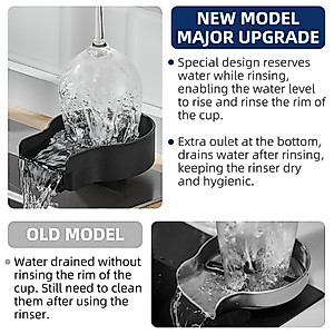 ZHIBAI Cup Washser for Sink Stainless Steel, Upgraded 10 360° High Pressure Jets Glass Rinser, Bottle Rinser for Rinse the Rim, Kitchen Sink Accessories, Black