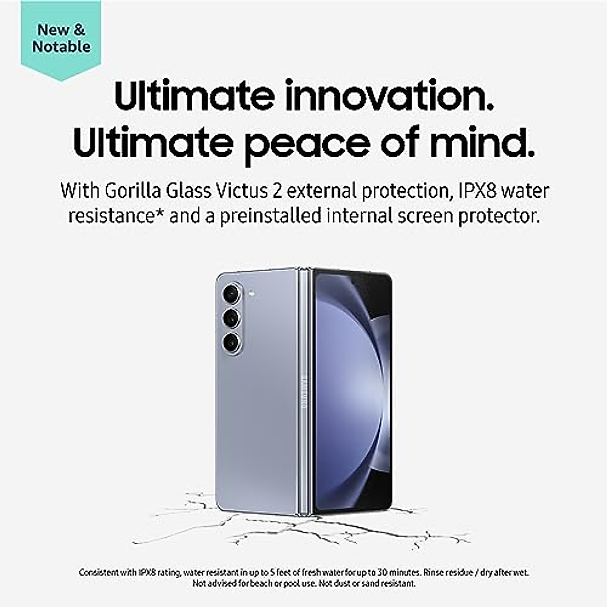 SAMSUNG Galaxy Z Fold 5 Cell Phone, Factory Unlocked Android Smartphone, 256GB, Big 7.6” Screen for Streaming, Gaming, Dual App View, One-Hand Control, Hands-Free Use, US Version, 2023, Icy Blue