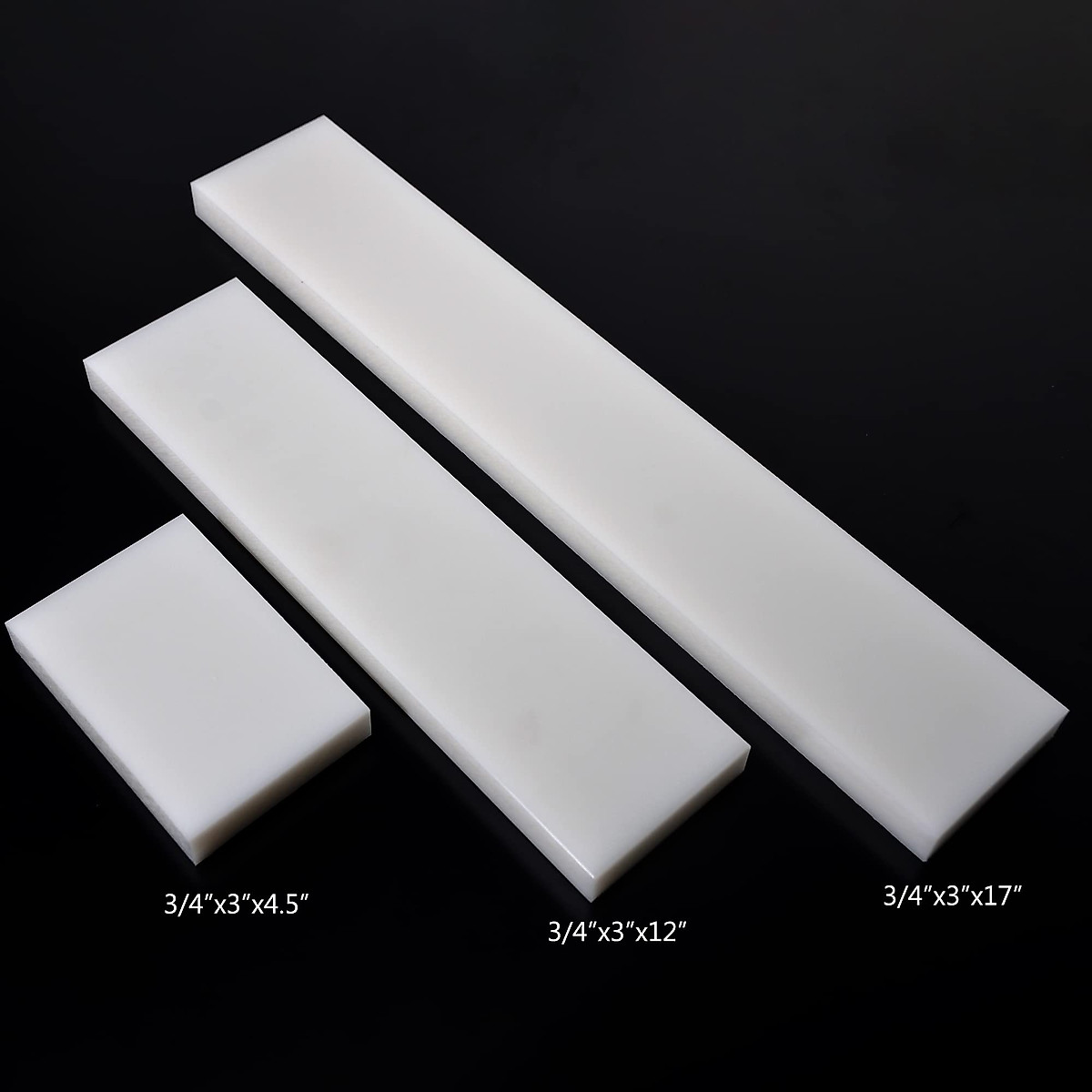 HDPE Block White PE Polyethylene Rectangular Solid Plastic Tapping Block High Density Sheet Great for DIY Projects for Machining Home Floor Improvement （3/4" x 4-½" x 3"）