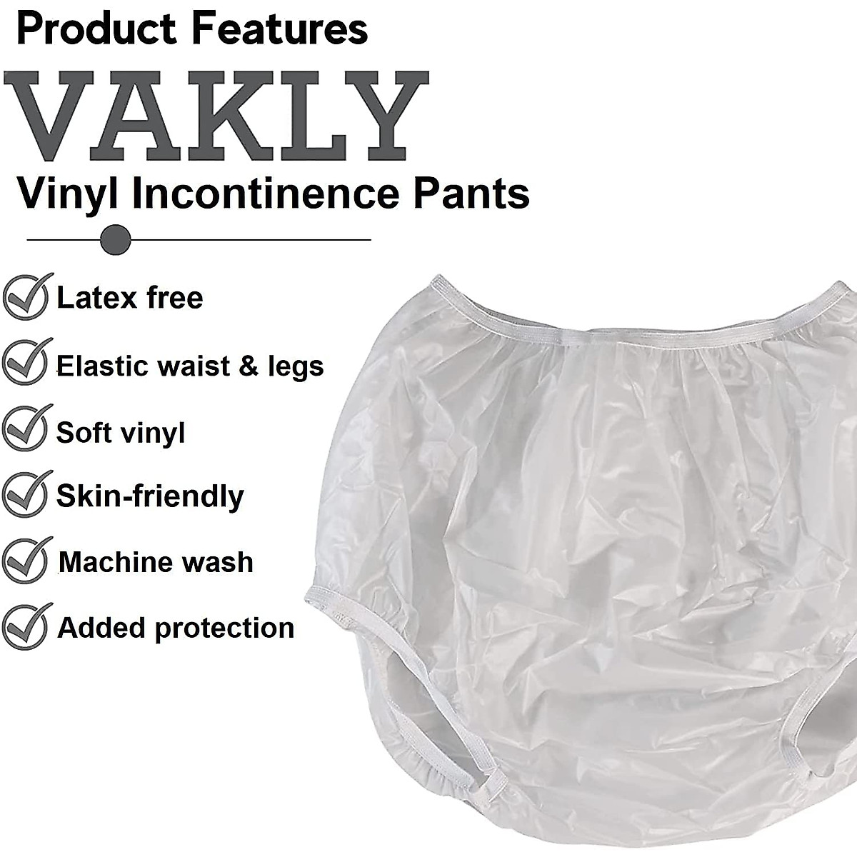 Adult Vinyl Waterproof Pull-On-Cover Incontinence Pants (This is not a Diaper) Extra Oversized Waterproof Underwear Protection to GO ON TOP of/Together with Diapers & Briefs as Added Leak Resistance