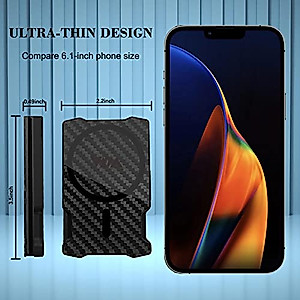 WXM Magnetic Phone Card Holder with Magnetic Wireless Charging Wallet Credit Holder Real Carbon Fiber RFID Blocking Minimalist Mens Gift
