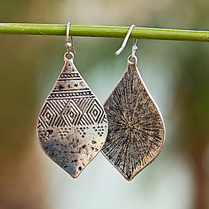 SPUNKYsoul Bohemian Hammered & Engraved Silver Earrings