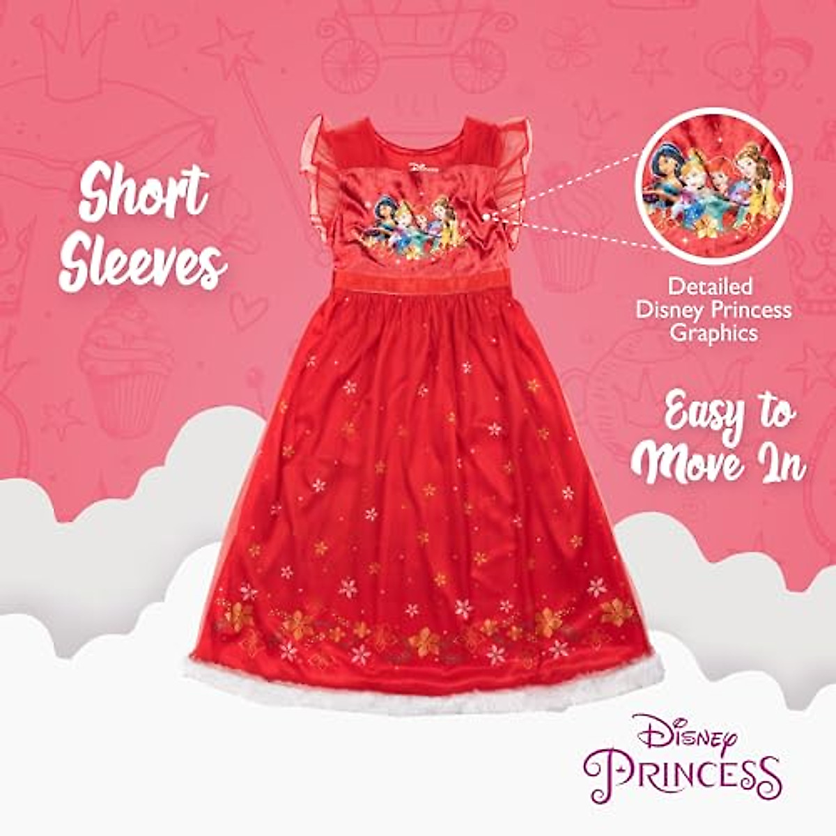 Disney Girls' Fantasy Gown Nightgown, Celebrate Xmas 2, 4T