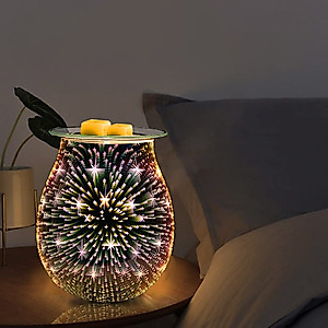 Lovegerger Electric Wax Warmer for Scented Candle Wax for Gifts & Home Decoration,Wax Burner for Aromatherapy,Fragrance Candle Night Light with 2 Light Bulbs(3D Starburst)