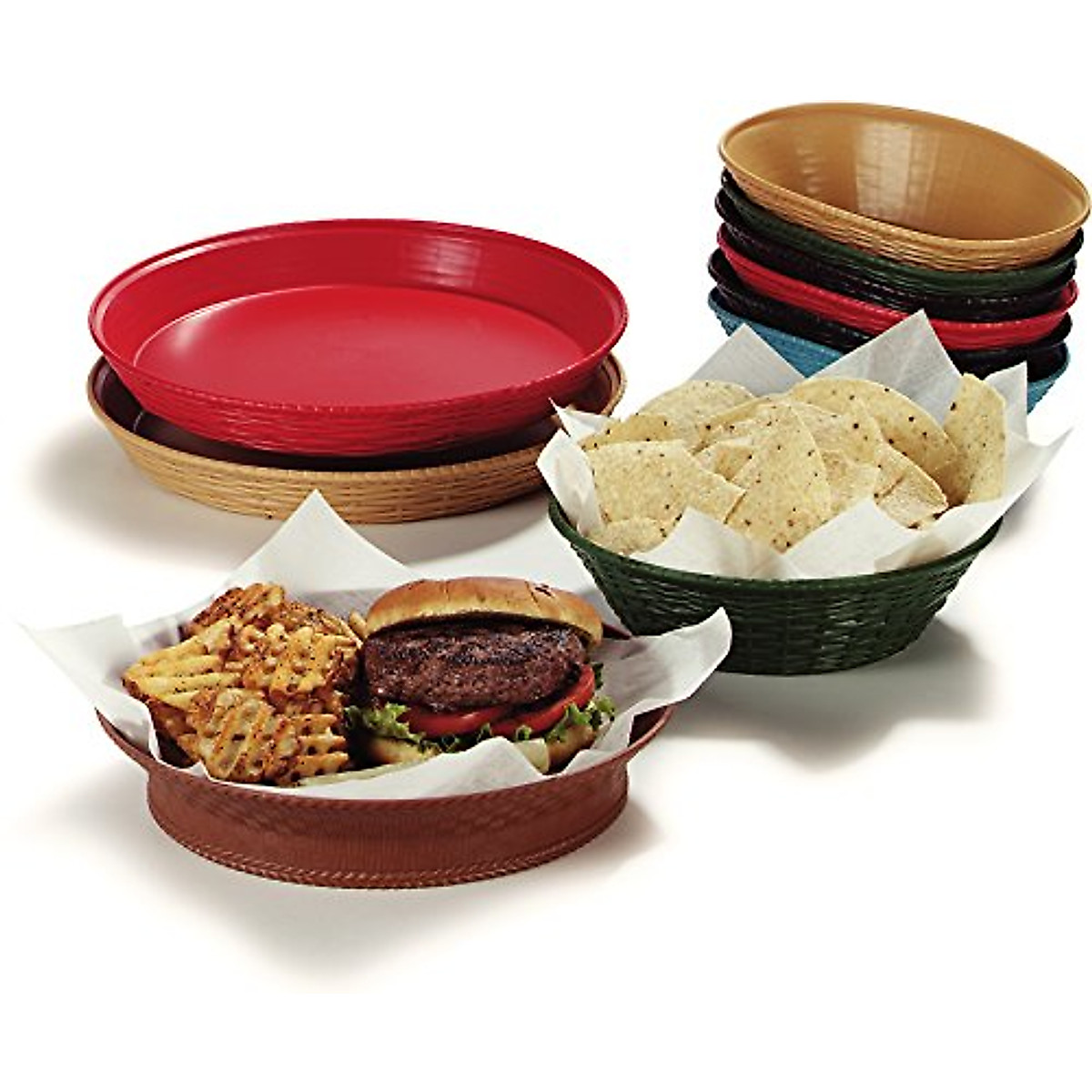 Carlisle FoodService Products 652703 WeaveWear Round Serving Basket, 10", Black (Pack of 12)