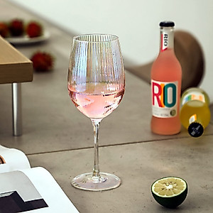 G Iridescent Wine Glass set of 2, 19 oz Pretty Cute Cool Rainbow Colorful Halloween Glassware Stemmed Holographic Shimmering Pearl Tinted Luster Red White Burgundy Southern Mixology Bar Glasses