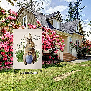 BLKWHT Easter Rabbit Small Garden Flag Vertical Double Sided 12 x 18 Inch Spring Bunny Yard Decor