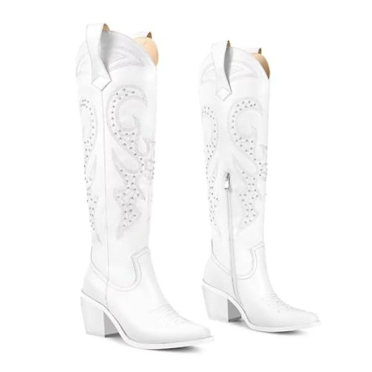wetkiss Cowboy Boots - Women's White Cowgirl Boots, Mid Calf & Knee High